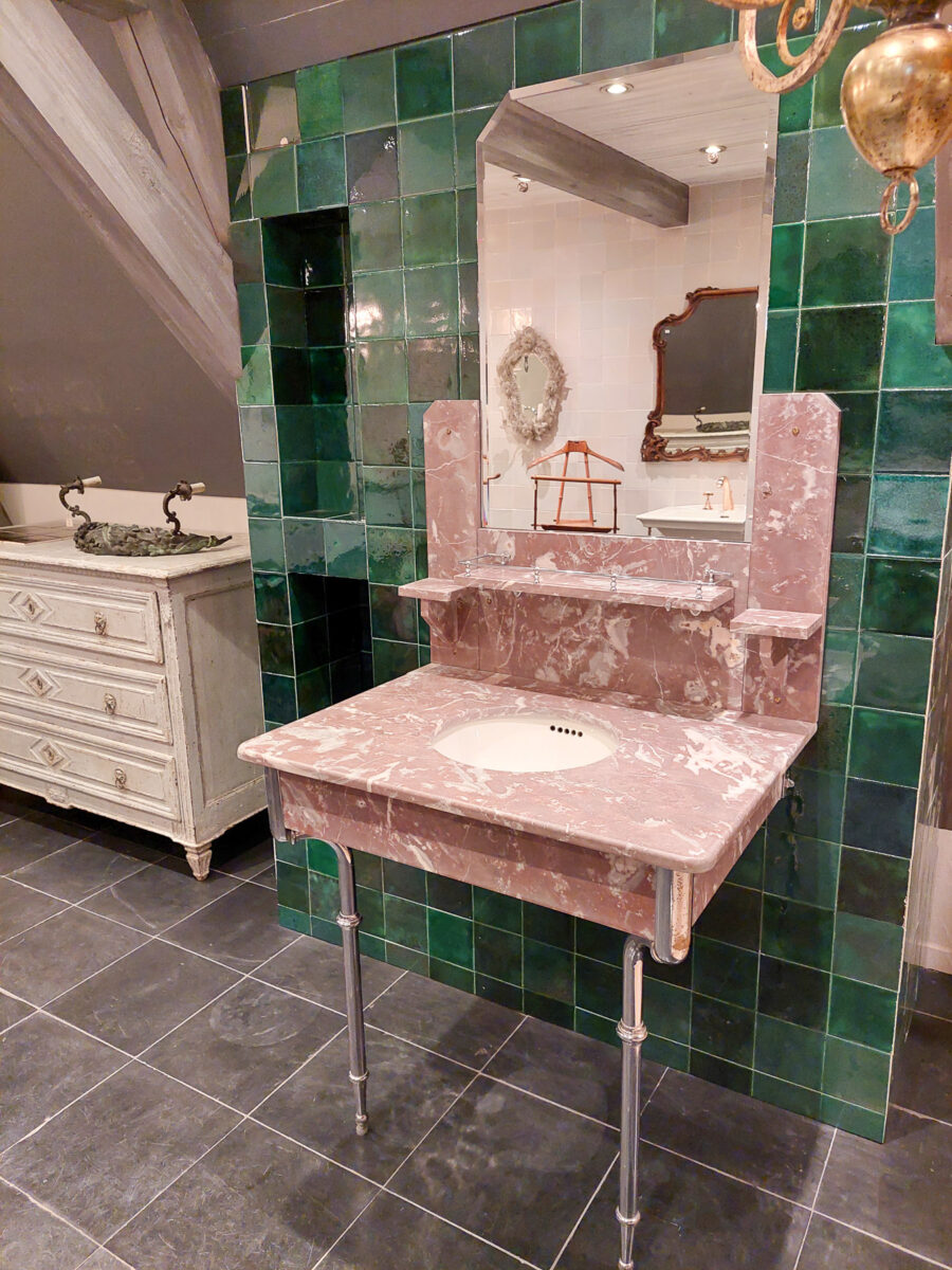 Antikes Art Deco Waschbecken aus rotem Marmor - Piet Jonker